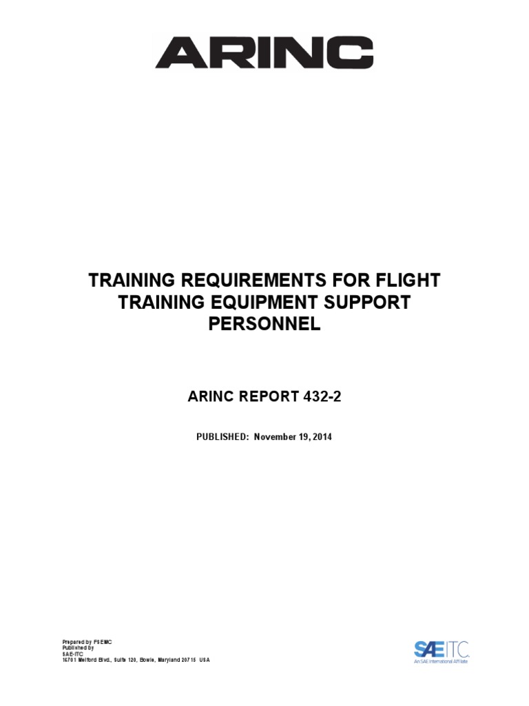 ARINC 432-2 - Training Requirements For Flight Training Equpt Personnel ...