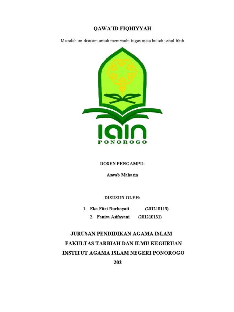 Pemahaman Qawa'id Fiqhiyyah dalam Fiqh | PDF | Agama & Spiritualitas