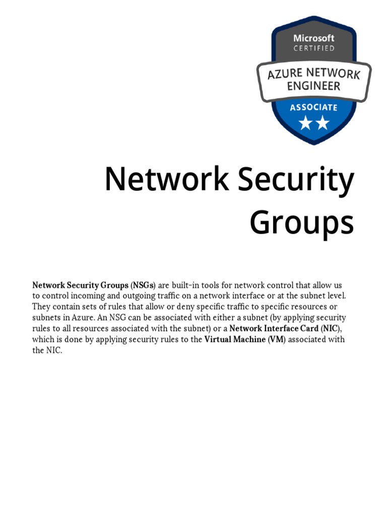 Network Security Groups | PDF | Network Interface Controller | Microsoft Azure