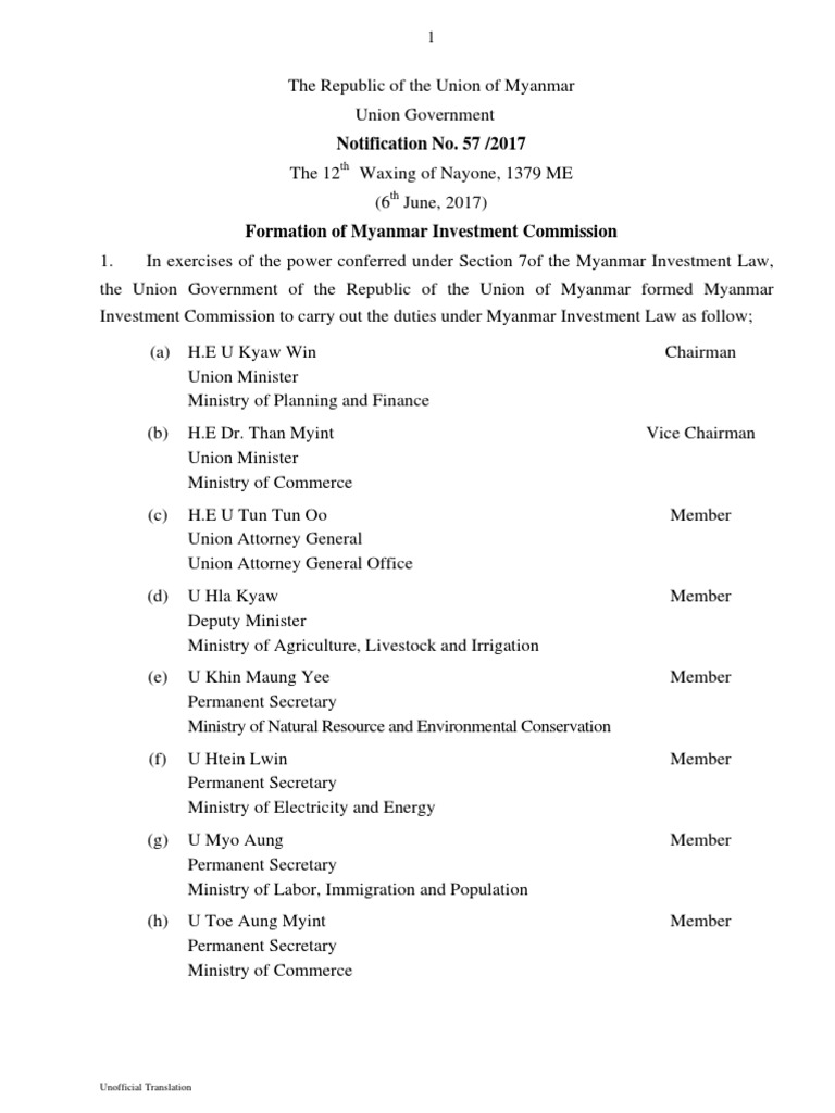 MIC of Myanmar | PDF | Myanmar | Government