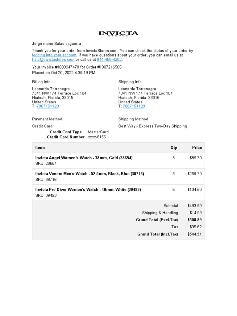 Facturas Invicta Store | PDF | Services (Economics) | Retail Financial Services