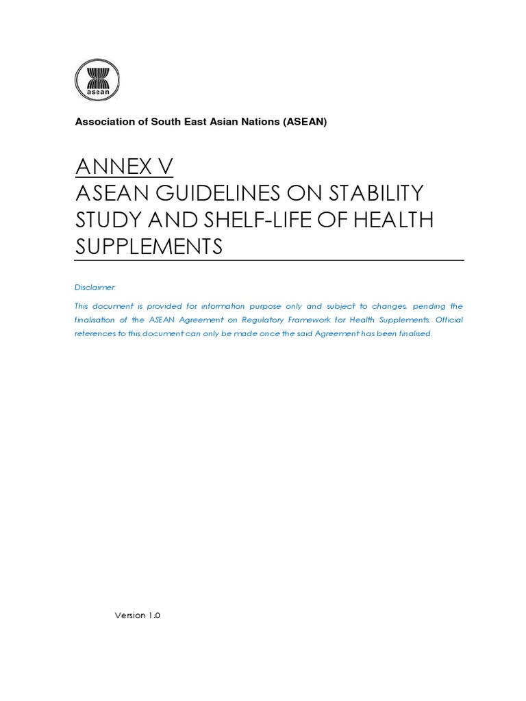 ASEAN Stability Guidelines for Health Supplements | PDF | Ph | Solution