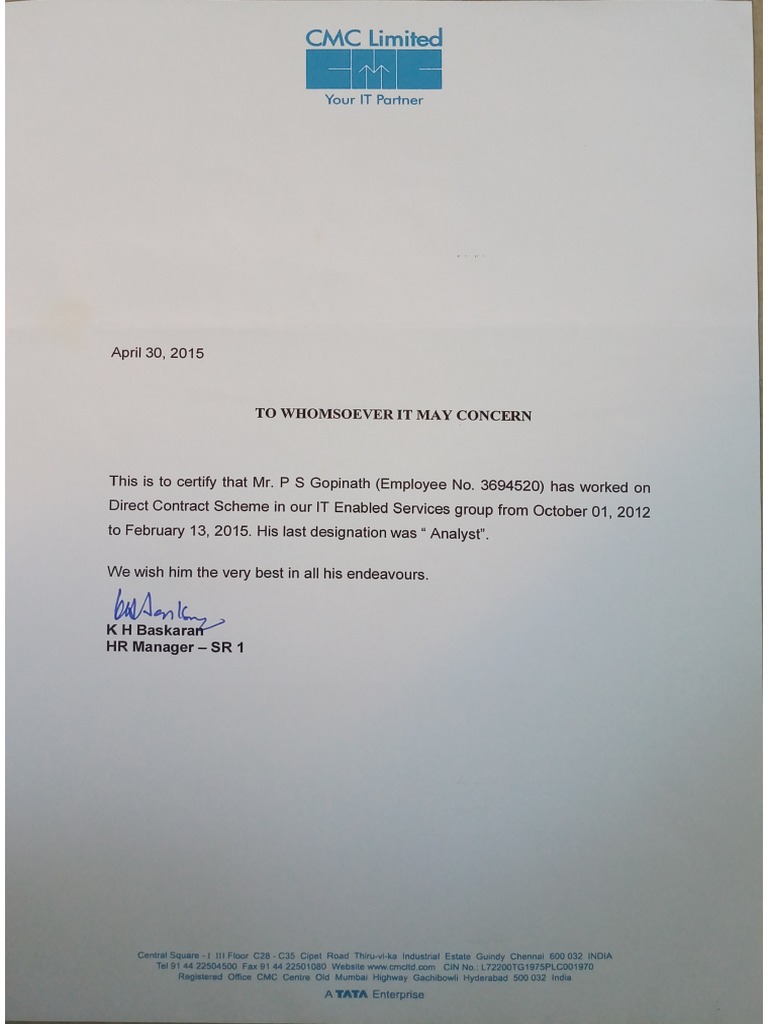 CMC Certificate | PDF