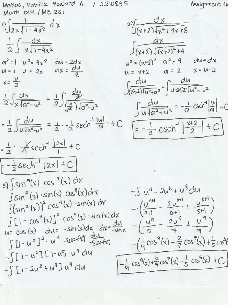 Assignment 1m Calculus 1 Pdf