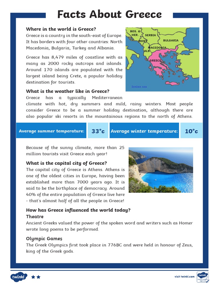 Facts About Greece Reading Comprehension | PDF | Greece | Greeks