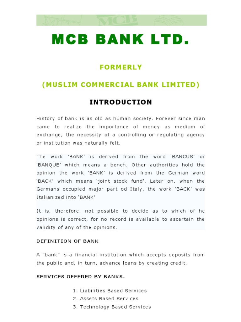 MCB Presentation For Submission | PDF | Cheque | Loans