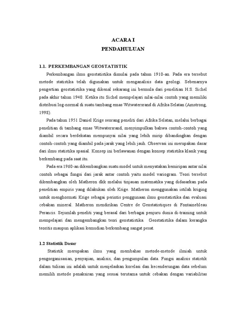 Modul Acara 1 Geostatistik | PDF
