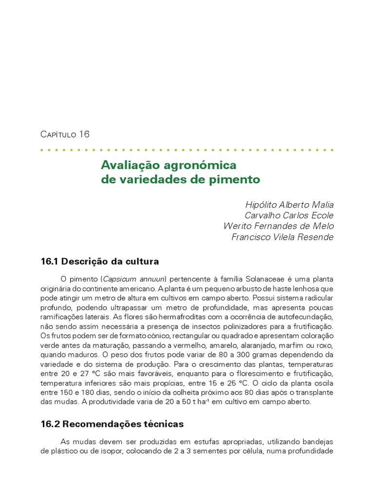 Horticultura em Mocambique PDF Cap. 16 | PDF | Agricultura | Pimentão