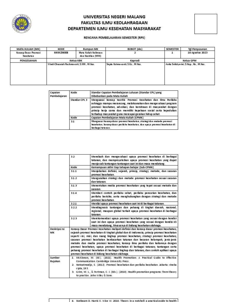 Promosi Kesehatan: Konsep Dasar | PDF