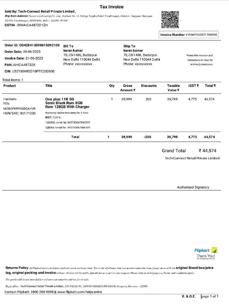 Tax Invoice Document-WPS Office | PDF
