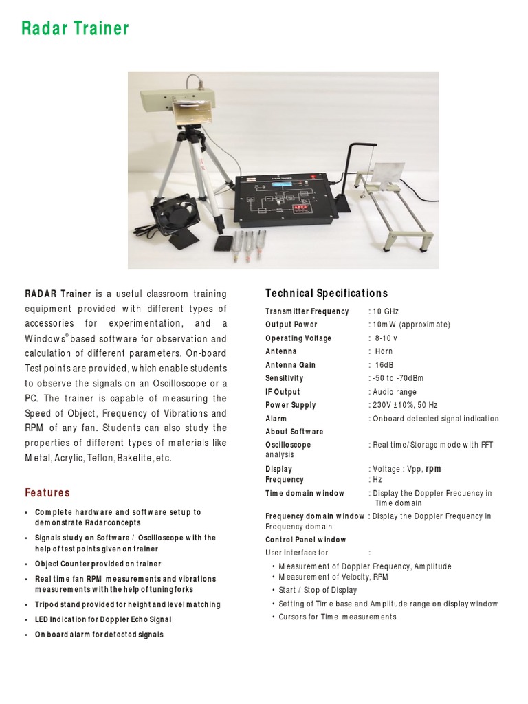 Radar Trainer Kit Radar Catalog - Preino Tech PVT LTD | PDF
