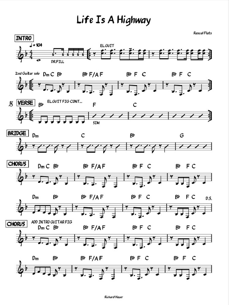 Life Is A Highway (Lead Sheet) | PDF