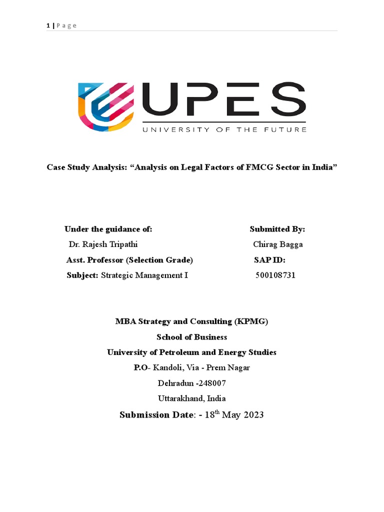 Case Study Analysis Fmcg Sector In India Pdf Economic Growth
