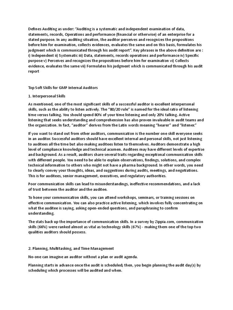 Auditing Skills | Download Free PDF | Audit | Mentorship