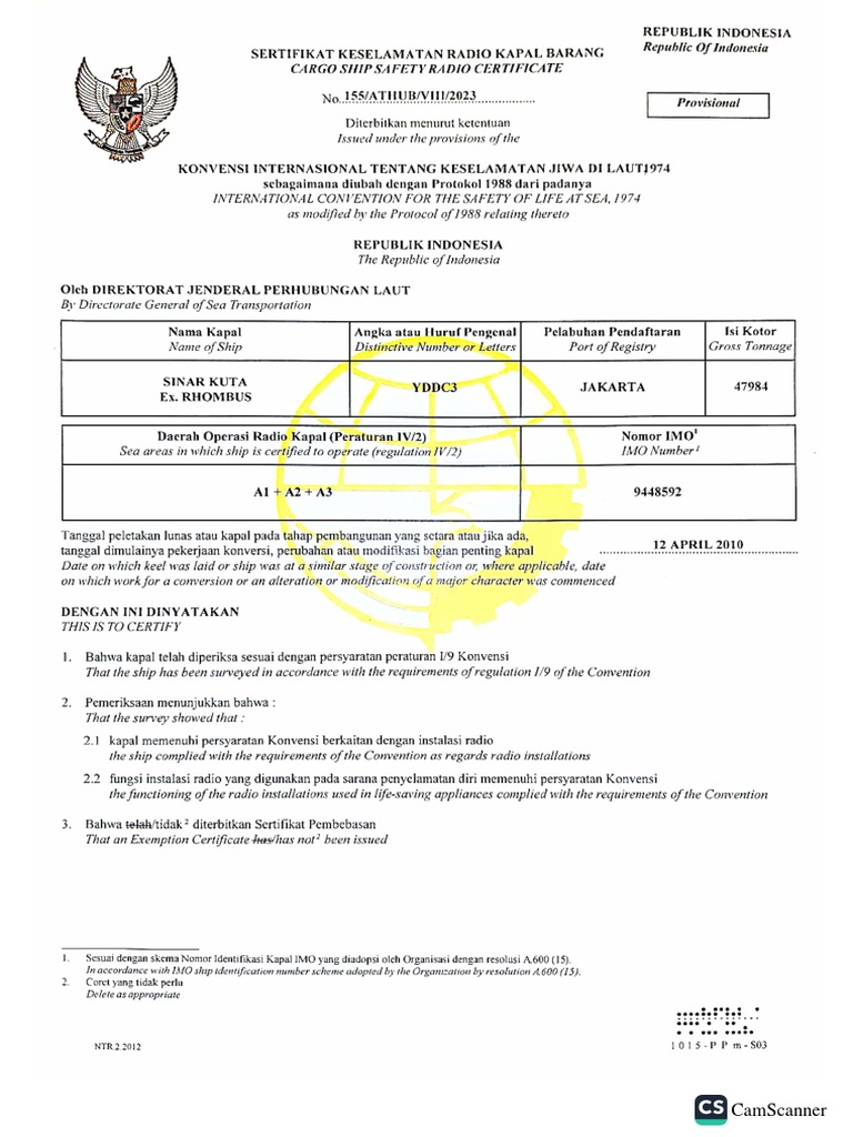 Cargo Ship Safety Radio Cert | PDF