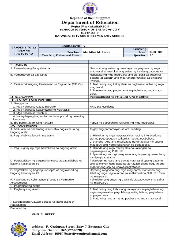 DLP Phil Iri Tagalog | PDF