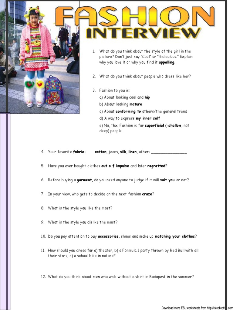 Interview Questions About Fashion | PDF