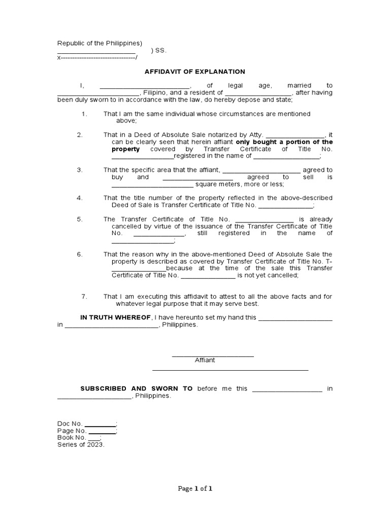 AFFIDAVIT OF EXPLANATION | PDF