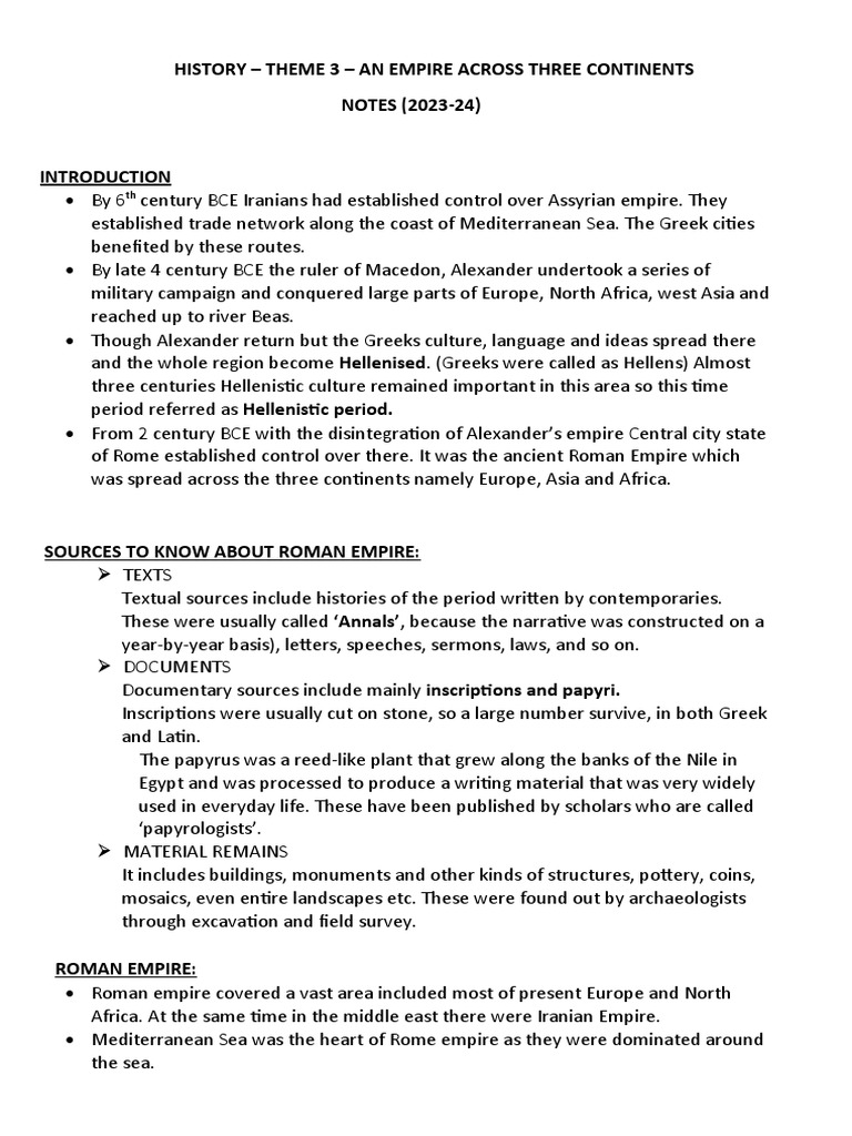 Class 11-Chp3 - An Empire Across Three Continents | PDF | Roman Empire ...