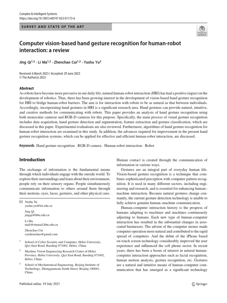 Computer Vision Based Hand Gesture Recognition For Human-Robot ... Computer Vision Based Hand Gesture Recognition For Human-Robot ...