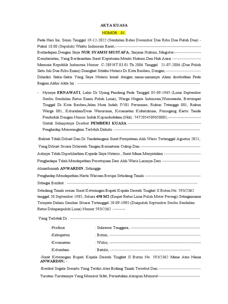 Akta Kuasa Notaris | PDF