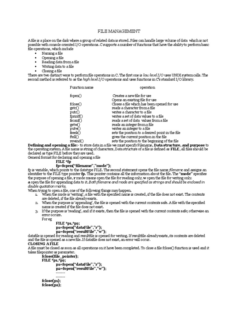 File Management Pdf Computer File Pointer Computer Programming