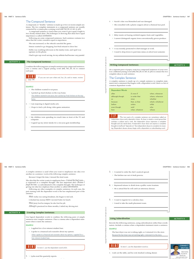 Writing Sentences | PDF | Sentence (Linguistics) | Clause