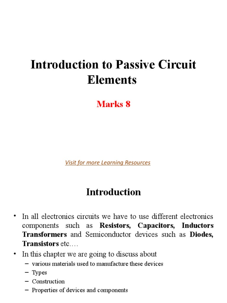 Introduction To Passive Circuit Elements | PDF