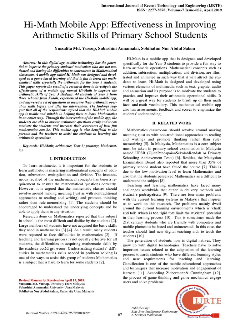 Hi-Math Mobile App | PDF | Learning | Mathematics