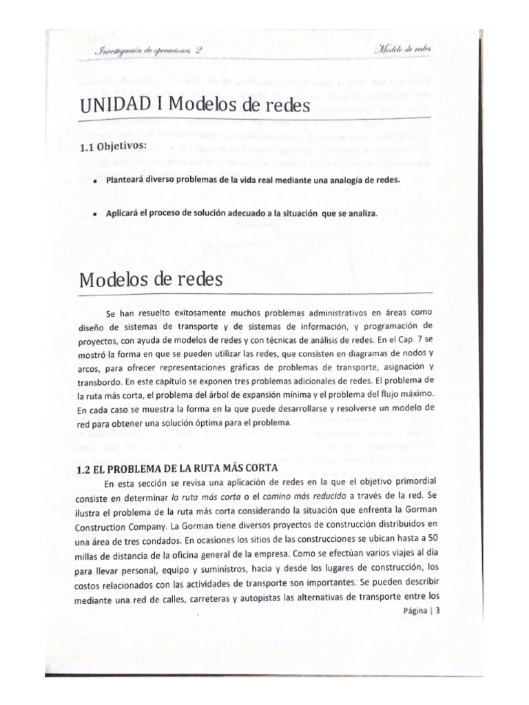 UNIDAD I Modelos de Redes | PDF
