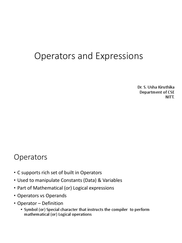 3 Operators And Expressions Pdf Integer Computer Science Computer Programming