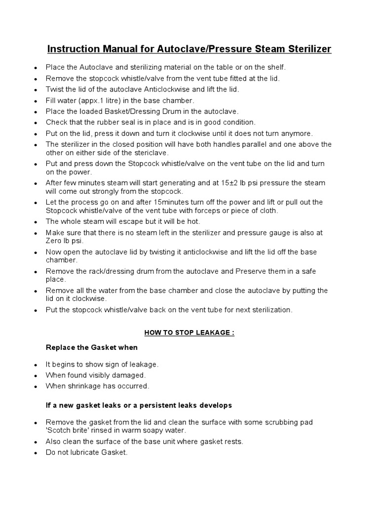 Operating Instructions - Autoclave | PDF | Valve | Mechanical Engineering