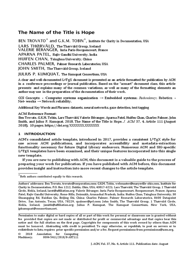 Association_for_Computing_Machinery__ACM____Small_Standard_Format_Template | PDF | Association ...