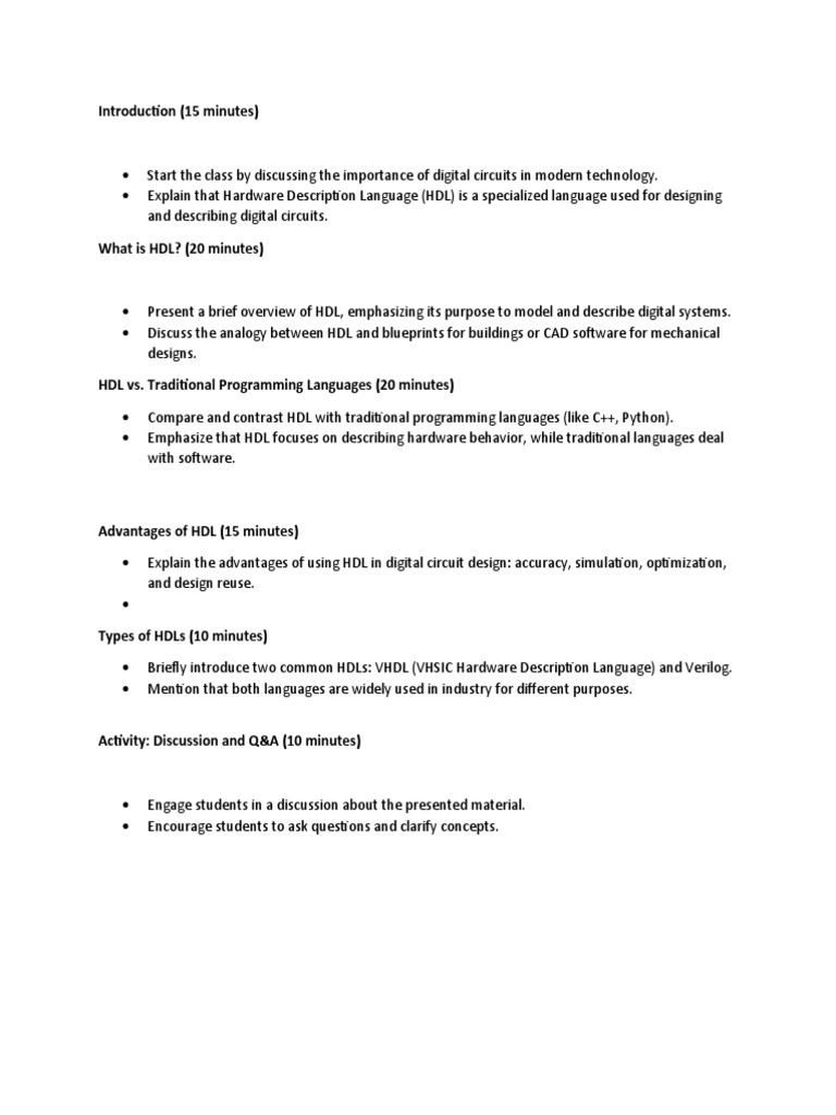 Introduction To HDL | PDF