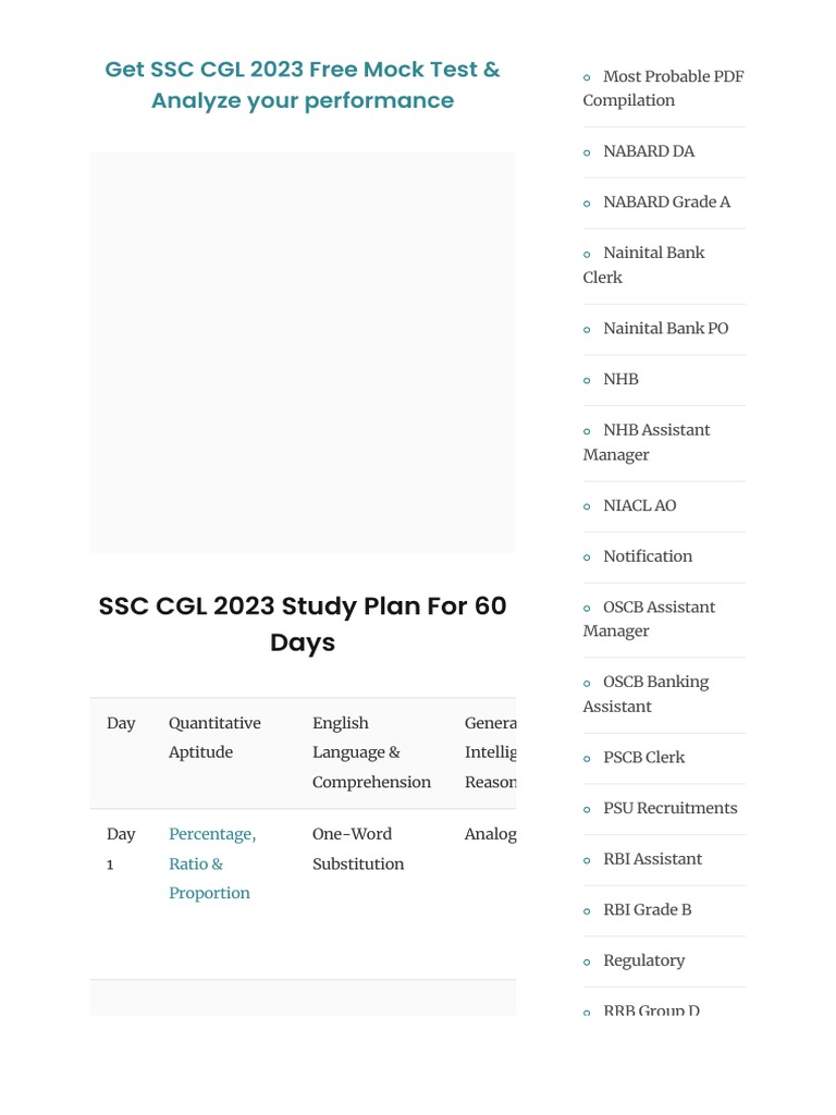 SSC CGL 2023 Proper Study Plan For 60 Days - PracticeMock | PDF | Circle | Sphere