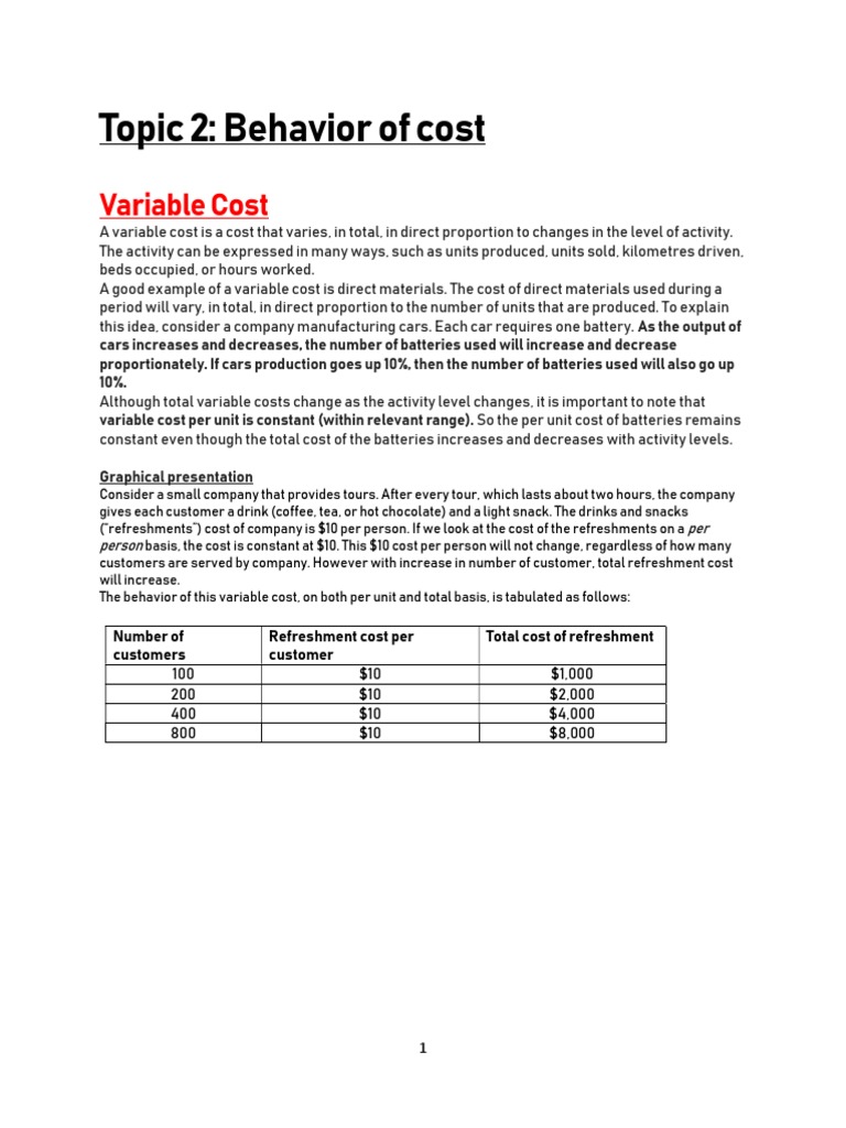 Behaviour of Cost | PDF