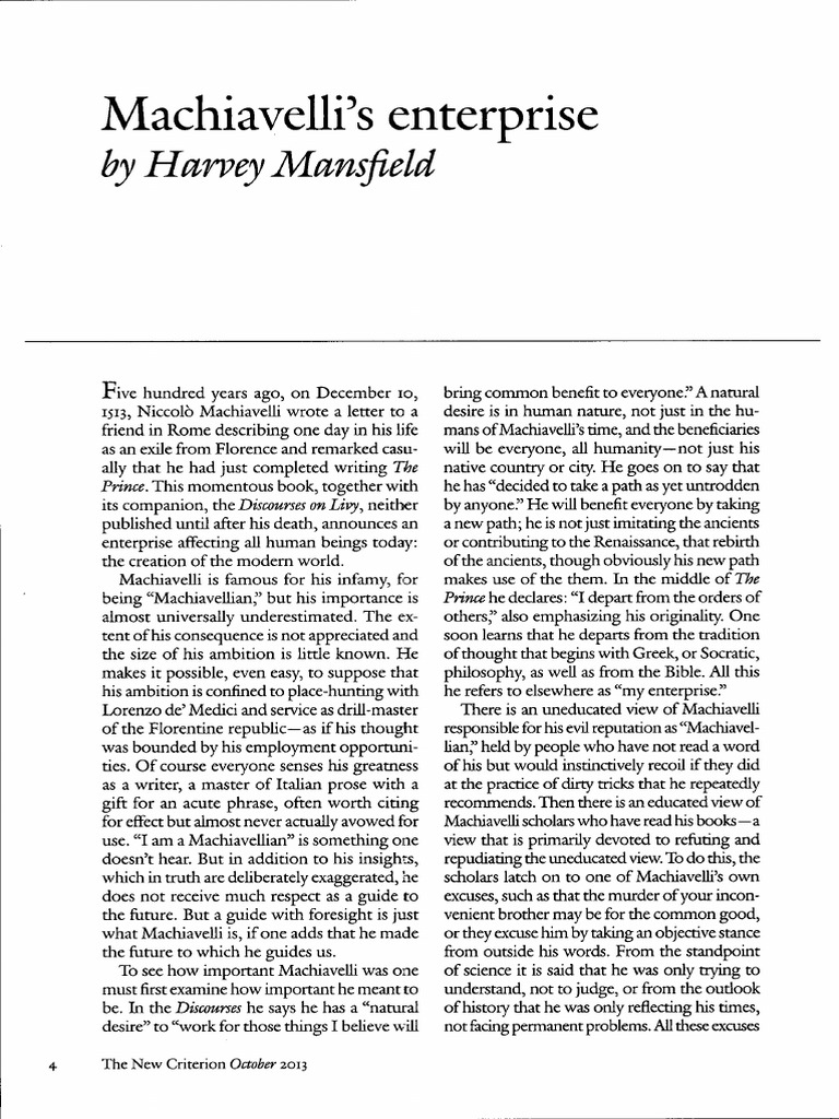 Machiavelli's Impact on Modern Thought | PDF | Niccolò Machiavelli ...