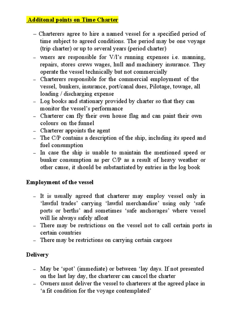 Additional Points Time Charter | PDF | Ships | Water Transport