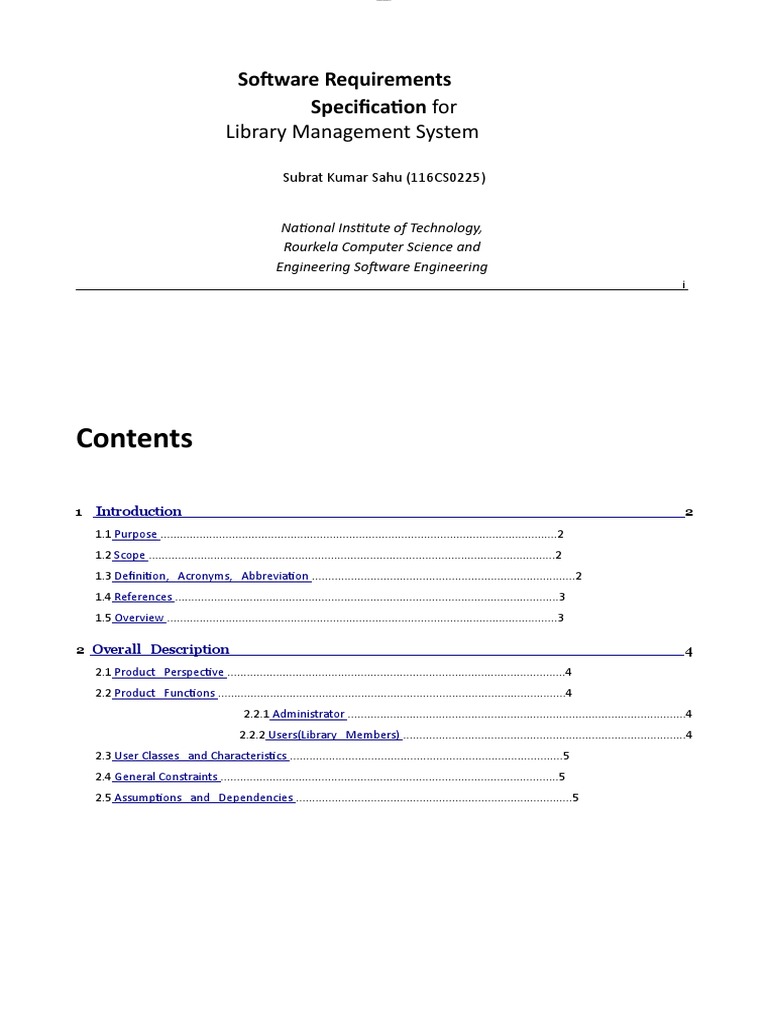 Library Management System Srs | Download Free PDF | Libraries | Databases