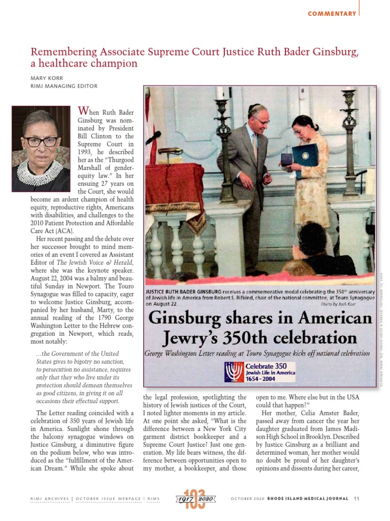 Justice Ruth Bader Ginsburg | Download Free PDF | Ruth Bader Ginsburg ...