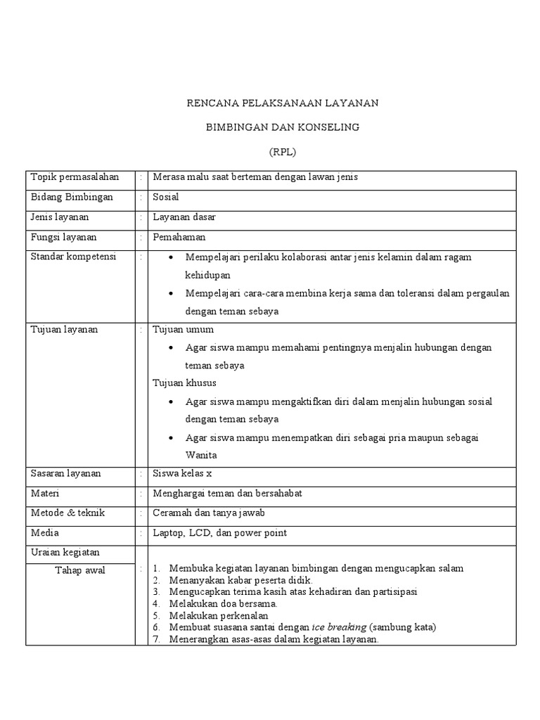 RPL BK - Sosial | PDF