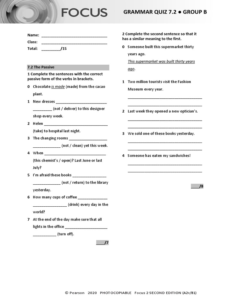 Focus2 2E Grammar Quiz Unit7 2 GroupB | PDF | Languages | Foreign ... Focus2 2E Grammar Quiz Unit7 2 GroupB | PDF | Languages | Foreign ...