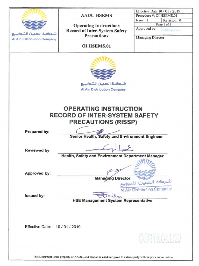 01.OI. Record of Inter-System Safety Precaution (RISSP) | PDF