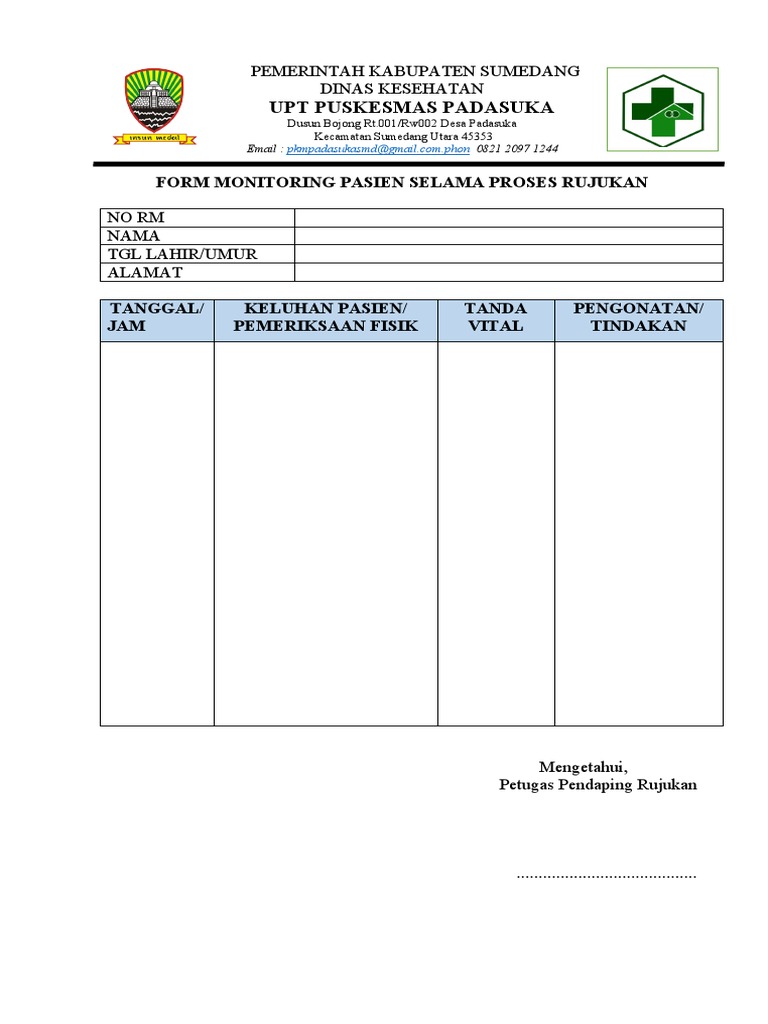 Form Monitoring Pasien Selam Proses Rujukan | PDF