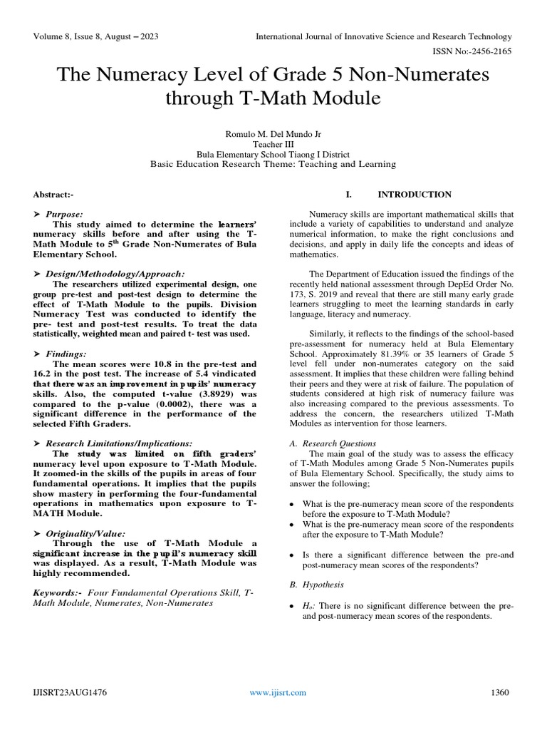 Grade 5 Numeracy Boost with T-Math | PDF | P Value | Mathematics