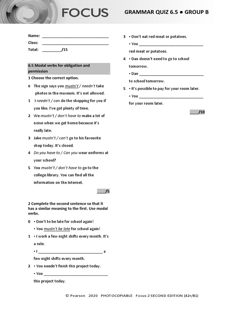 Focus2_2E_Grammar_Quiz_Unit6_5_GroupB | PDF
