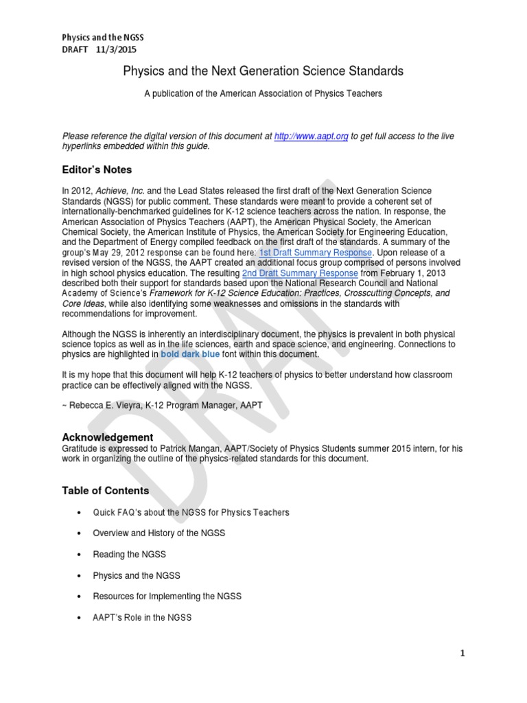 Physics in The NGSS | PDF | Force | Physics