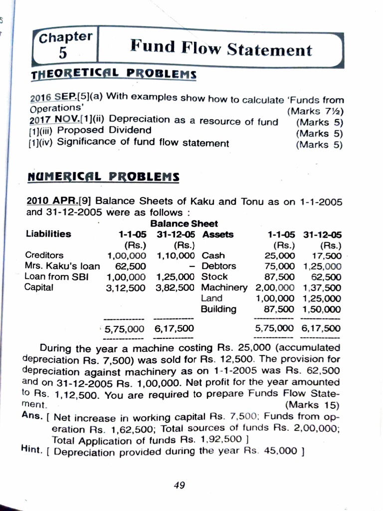 Fund Flow Statement | PDF | Book Value | Depreciation