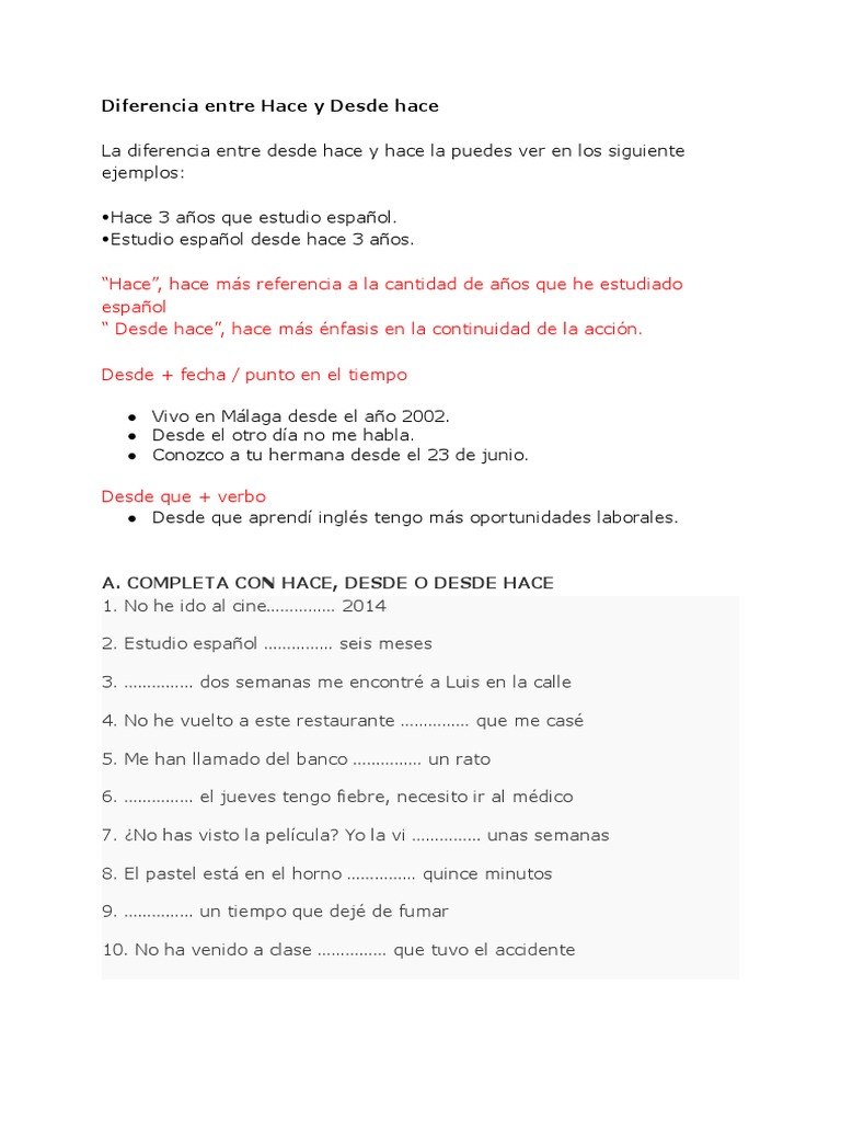 Desdehace Hace Desde | PDF