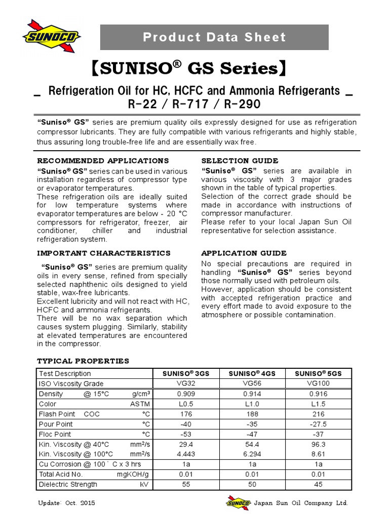 Product Data Sheet SUNISO GS Series (3GS 4GS 5GS) | PDF
